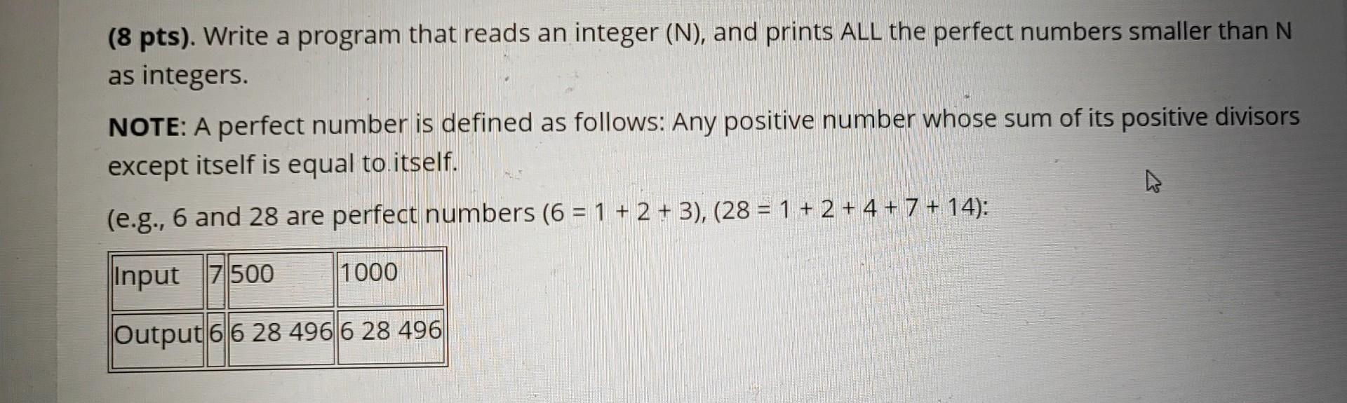 Solved 8 Pts Write A Program That Reads An Integer N