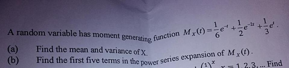 Solved + A random variable has moment generating function | Chegg.com