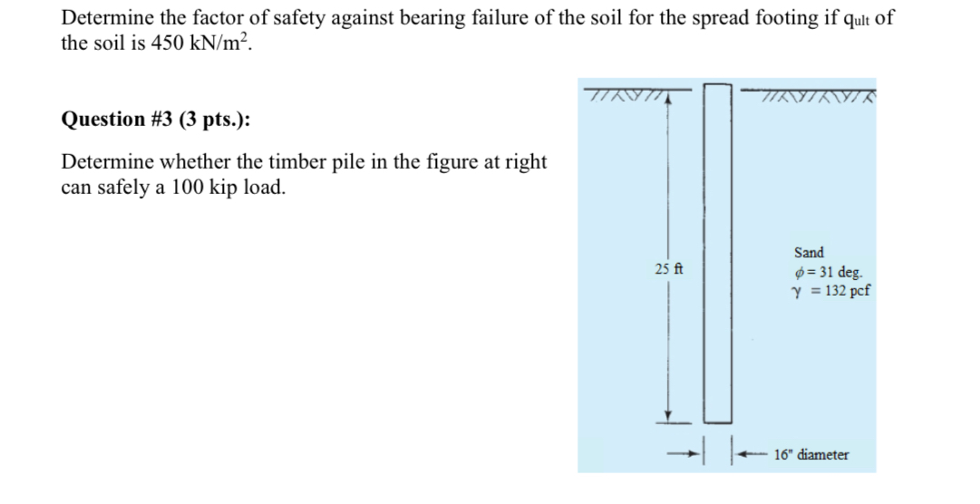 Solved Determine the factor of safety against bearing | Chegg.com