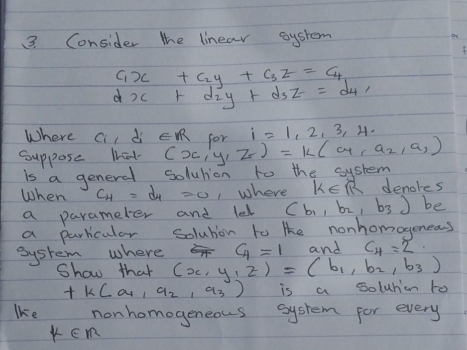 Solved 3. Consider the linear system | Chegg.com