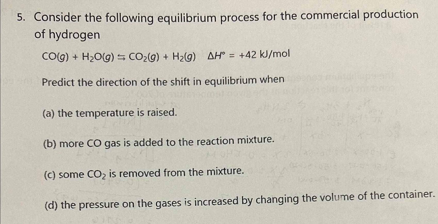 Solved Consider the following equilibrium process for the | Chegg.com