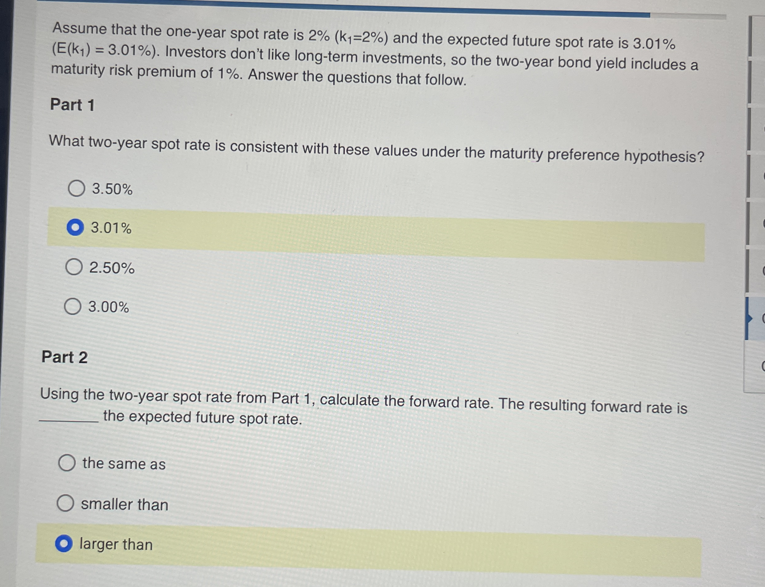 Assume that the one-year spot rate is )=(2% ﻿and the | Chegg.com