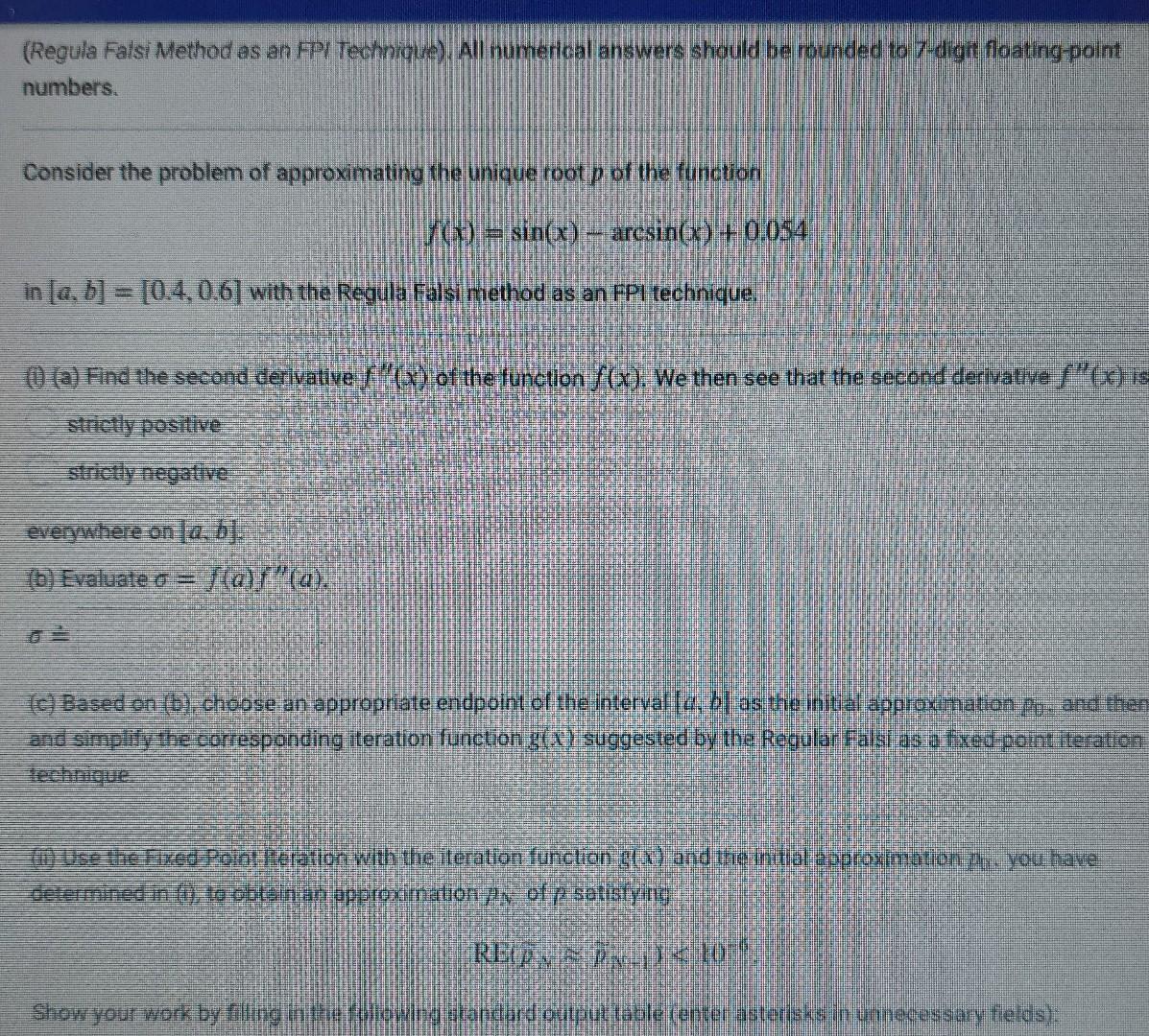Solved (Regula Falsi Method as an FPI Technique). All | Chegg.com