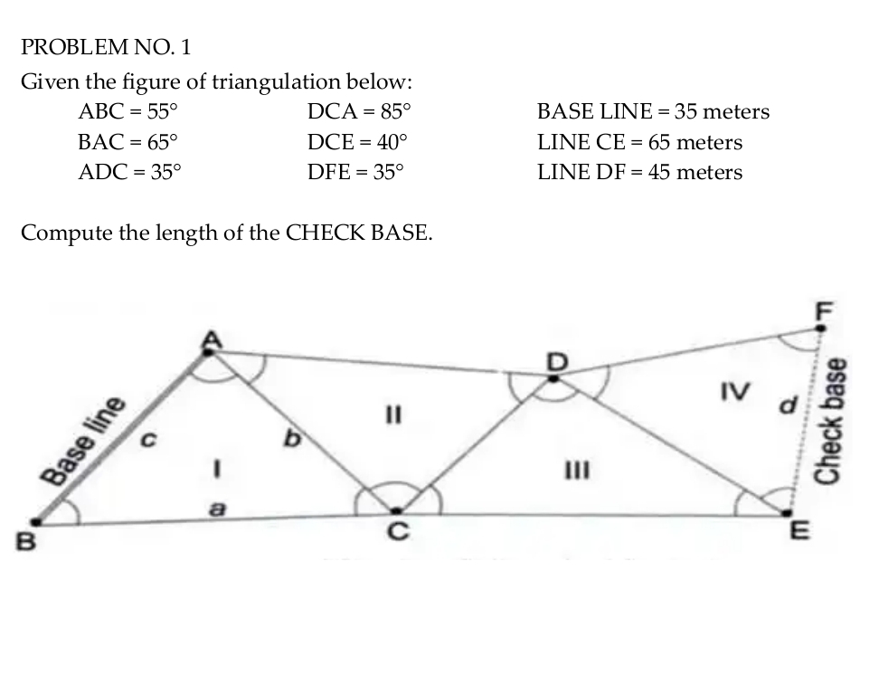 Solved PROBLEM NO. 1Given the figure of triangulation | Chegg.com