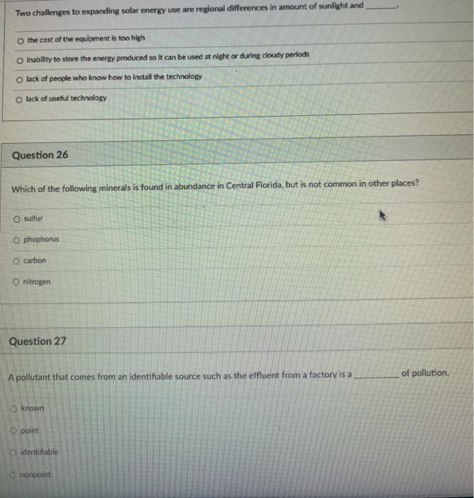 Solved Two challenges to expanding solar energy use are | Chegg.com