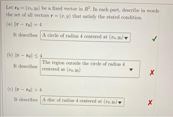Solved Let r0=(x0,y0) be a fixed vector in R2. In each part, | Chegg.com