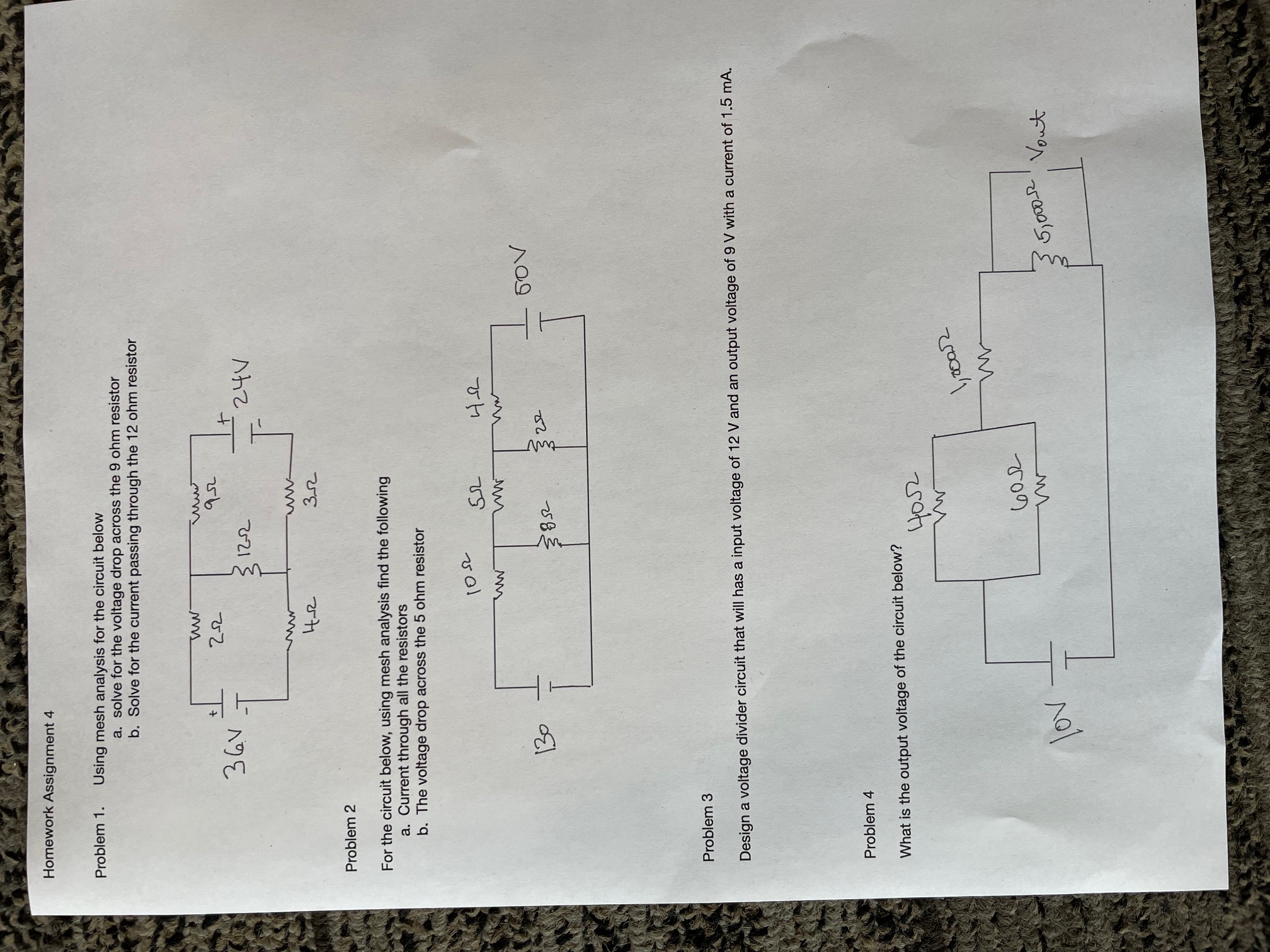 Solved Homework Assignment 4Problem 1. ﻿Using mesh analysis | Chegg.com