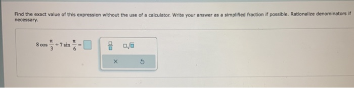 Solved Find the exact value of this expression without the | Chegg.com