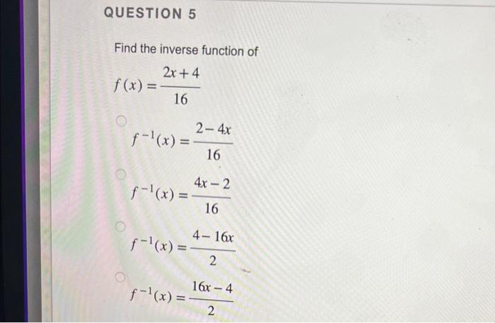 Solved Find the inverse function of | Chegg.com