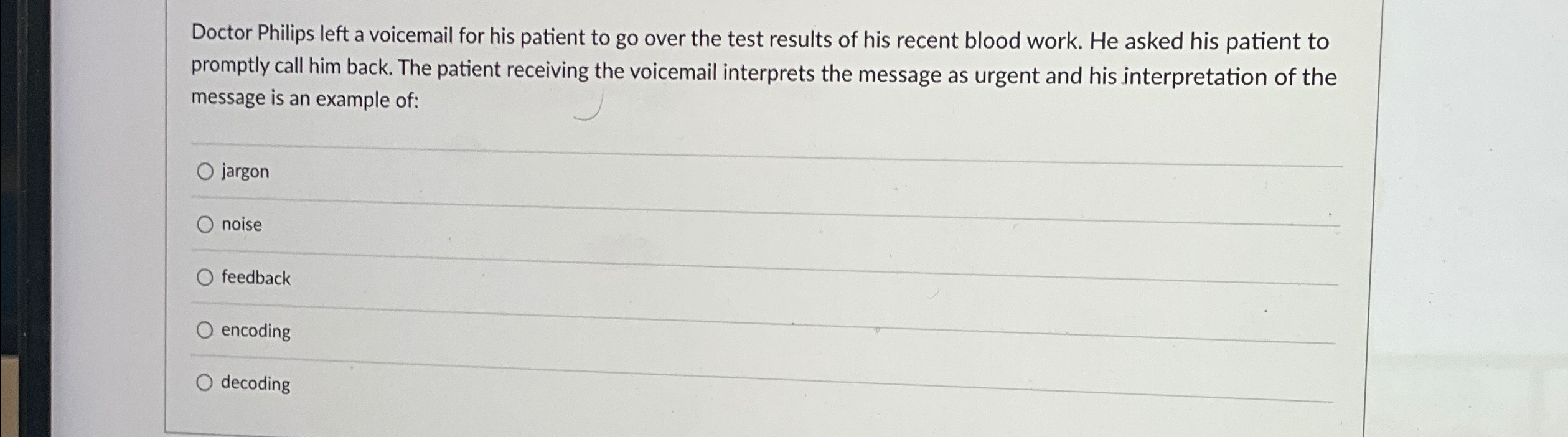 Solved Doctor Philips left a voicemail for his patient to go | Chegg.com