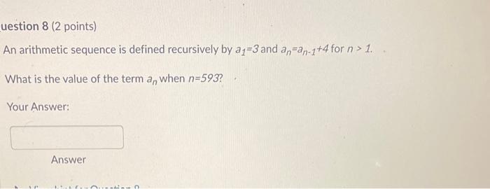 Solved An arithmetic sequence is defined recursively by a1=3 | Chegg.com