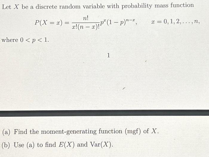 Solved Let X be a discrete random variable with probability | Chegg.com