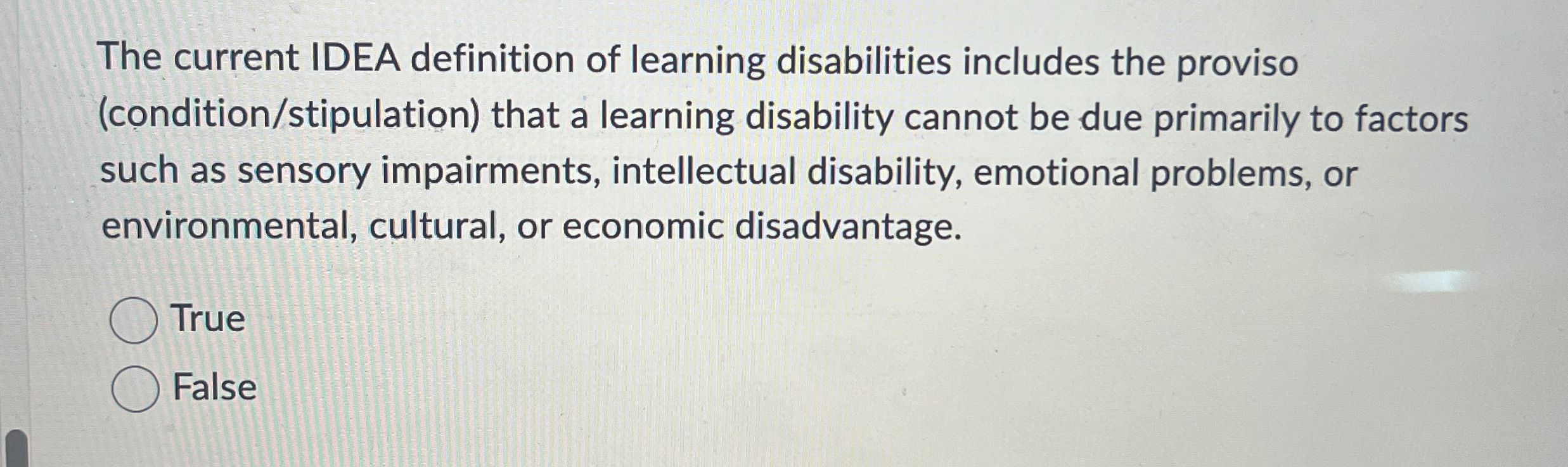 Solved The current IDEA definition of learning disabilities | Chegg.com