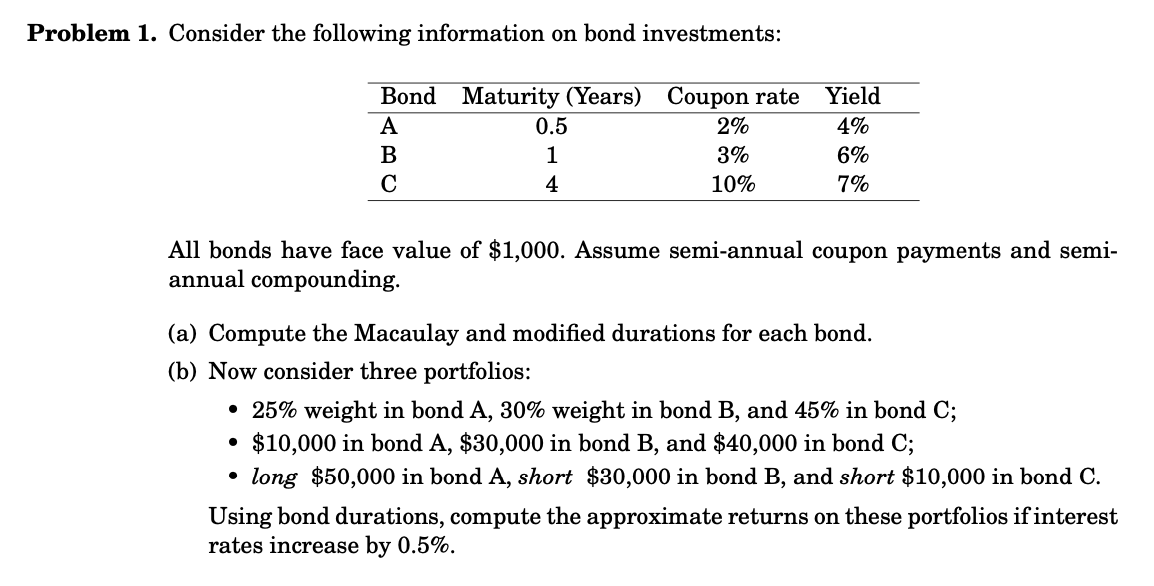 Problem 1. ﻿Consider the following information on | Chegg.com
