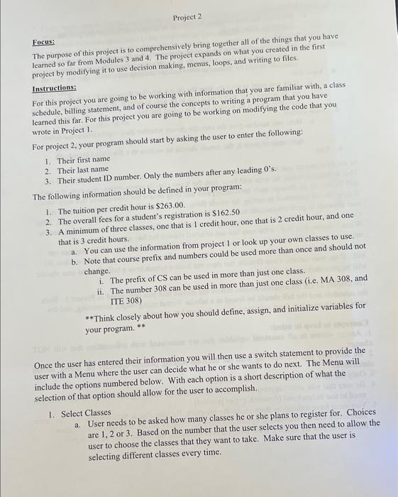 Solved Project 2 The purpose of this project is to | Chegg.com