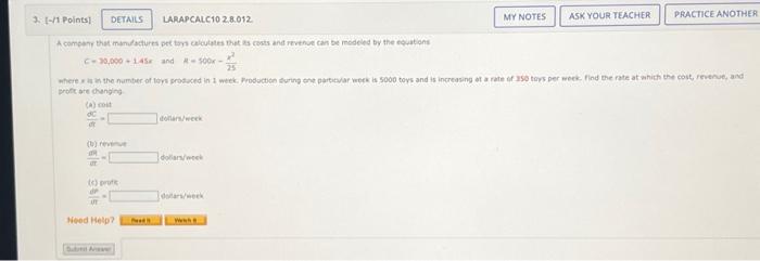 Solved c=35,000+1.45x and H=500x−25x2 prote are dunging (b) | Chegg.com