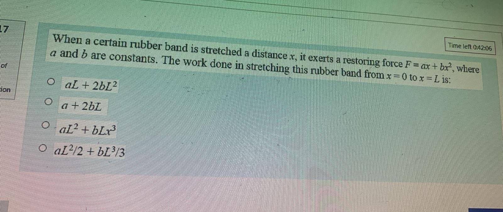 Solved Time left 0:42:06When a certain rubber band is | Chegg.com