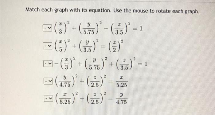 Solved Match each graph with its equation. Use the mouse to | Chegg.com