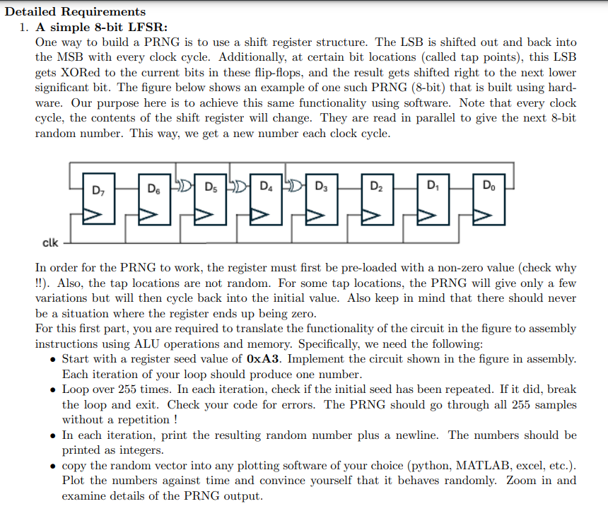 Solved Detailed Requirements1. ﻿A simple 8-bit LFSR:One way | Chegg.com