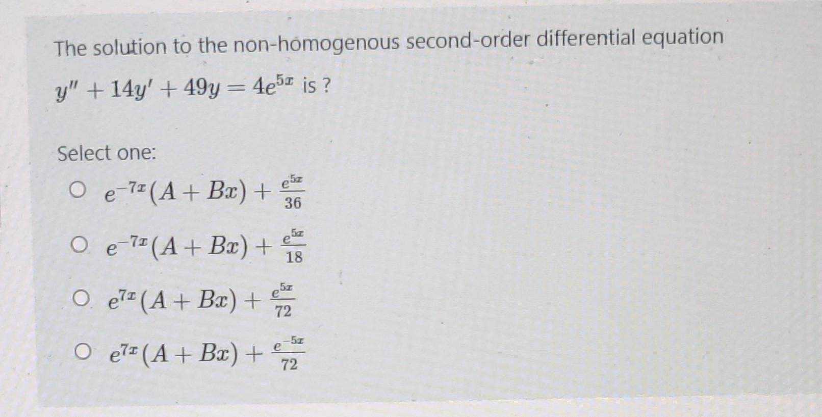Solved The solution to the non-homogenous second-order | Chegg.com