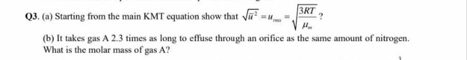 Solved Q3. (a) ﻿Starting from the main KMT equation show | Chegg.com