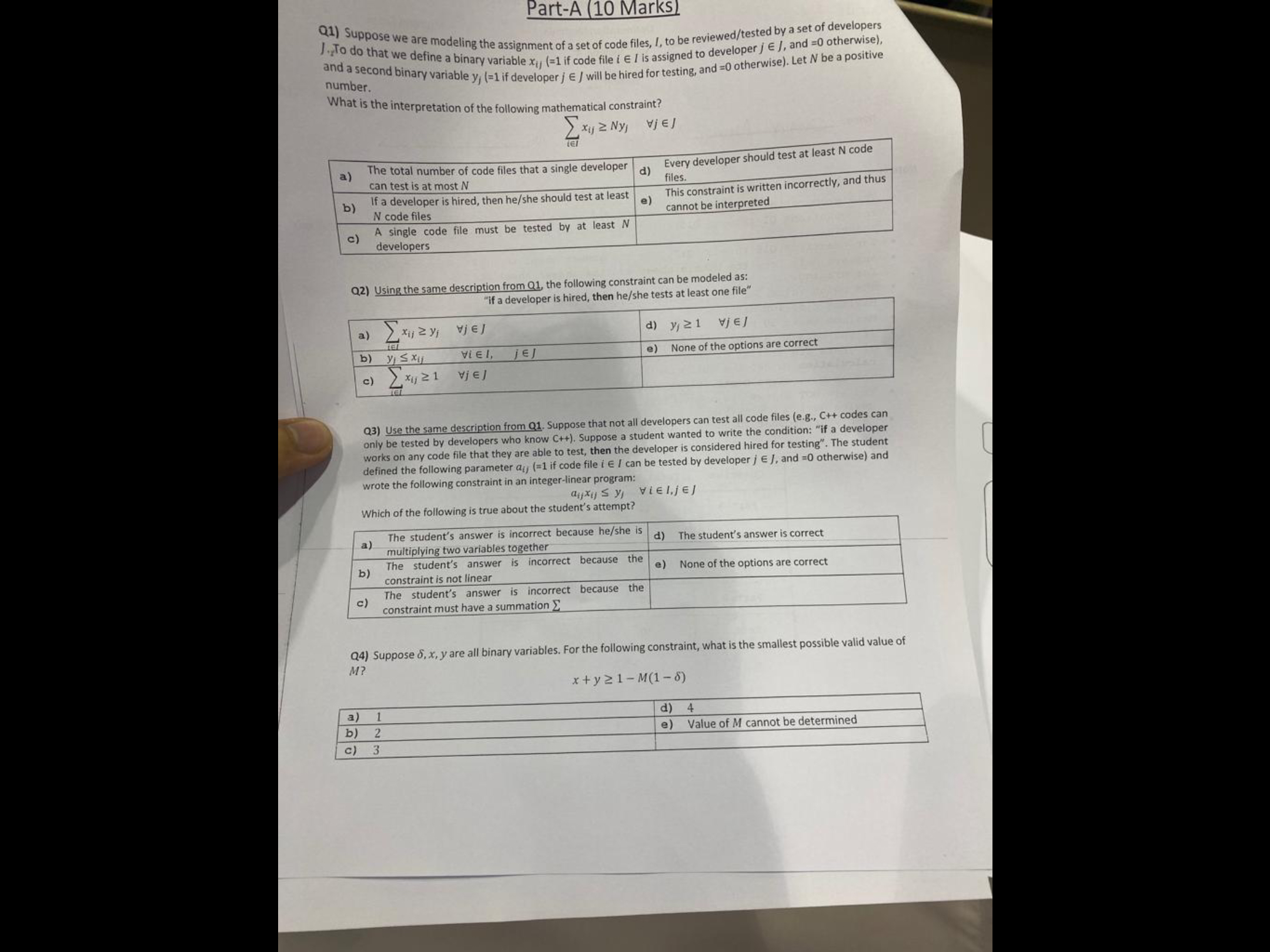 Solved Part-A (10 ﻿Marks)Q1) ﻿Suppose we are modeling the | Chegg.com