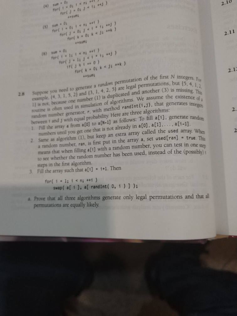 Solved 2 8 Suppose You Need To Generate A Random Permutation