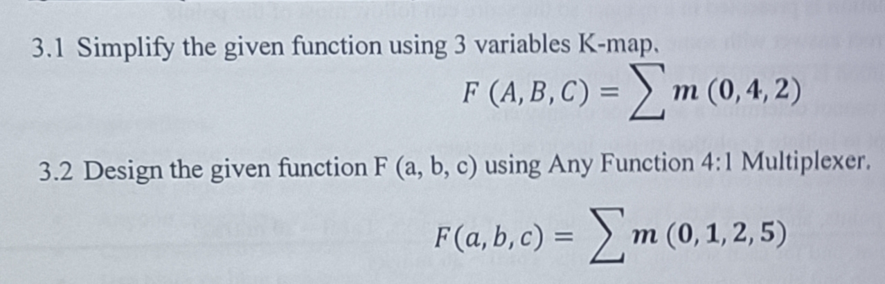 Solved 3.1 ﻿Simplify the given function using 3 ﻿variables | Chegg.com