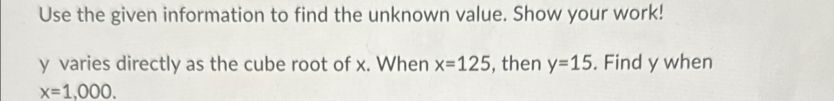 Solved Use the given information to find the unknown value. | Chegg.com