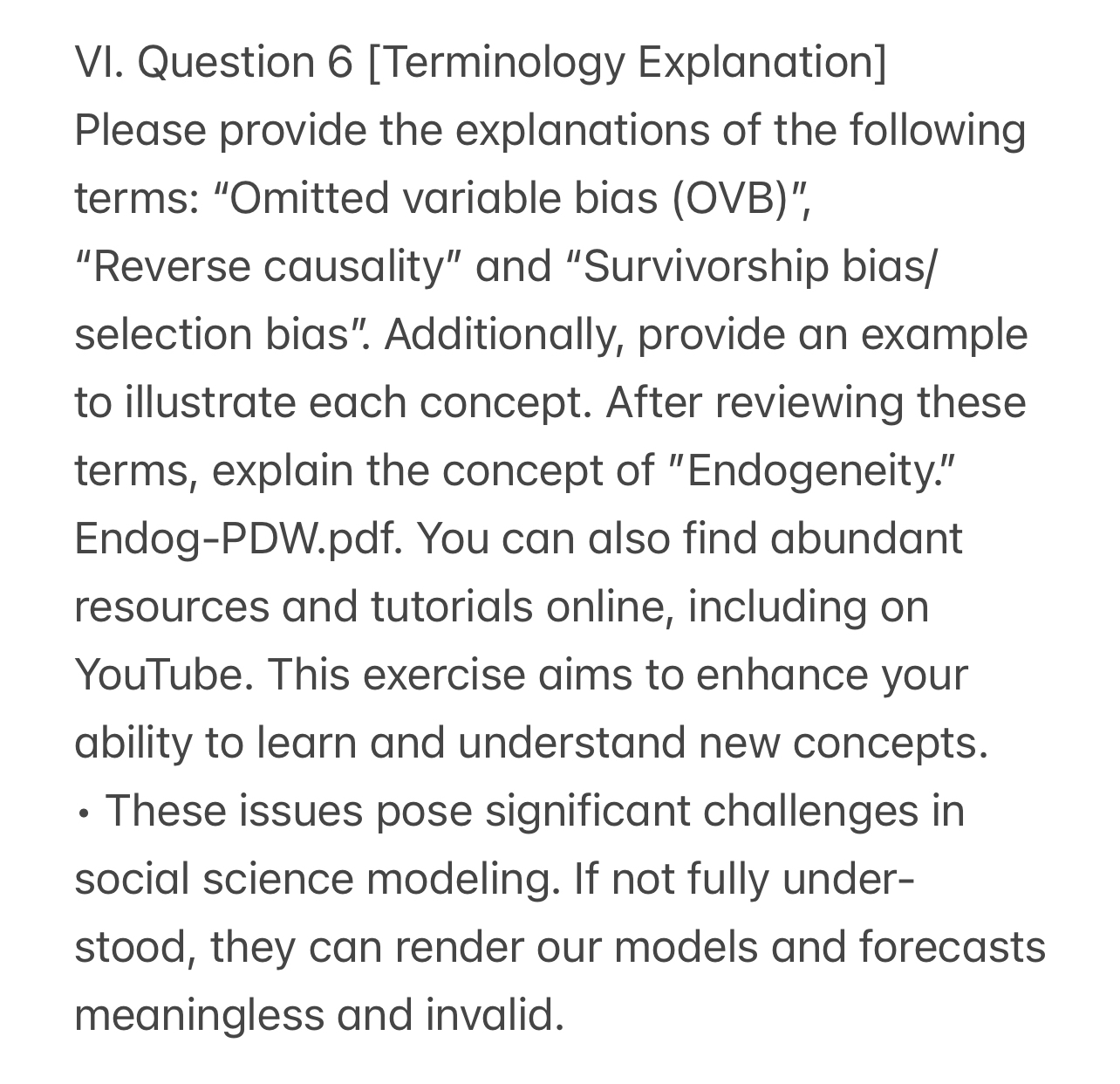 Solved VI. ﻿Question 6 [Terminology Explanation]Please | Chegg.com