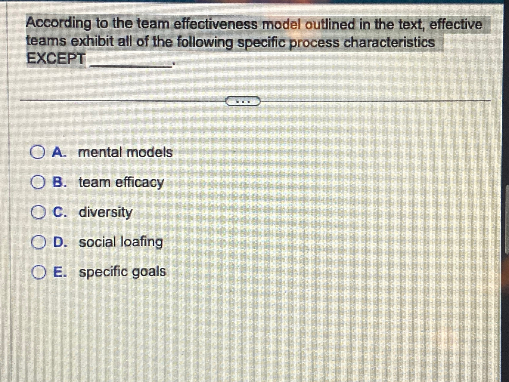 Solved According to the team effectiveness model outlined in | Chegg.com