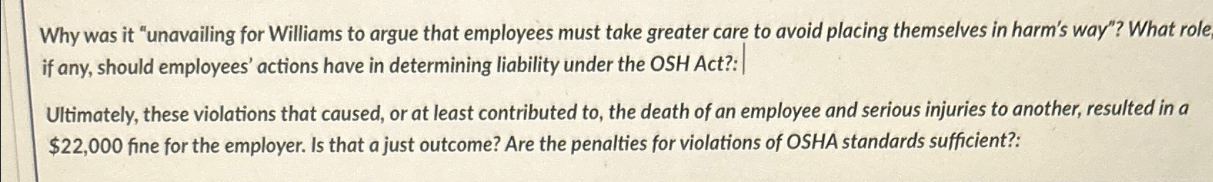 Solved Why was it "unavailing for Williams to argue that | Chegg.com