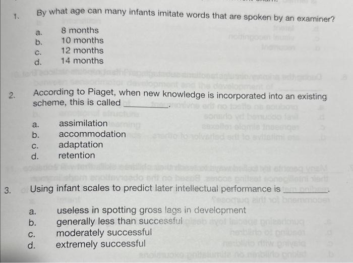 Solved 1. By what age can many infants imitate words that | Chegg.com