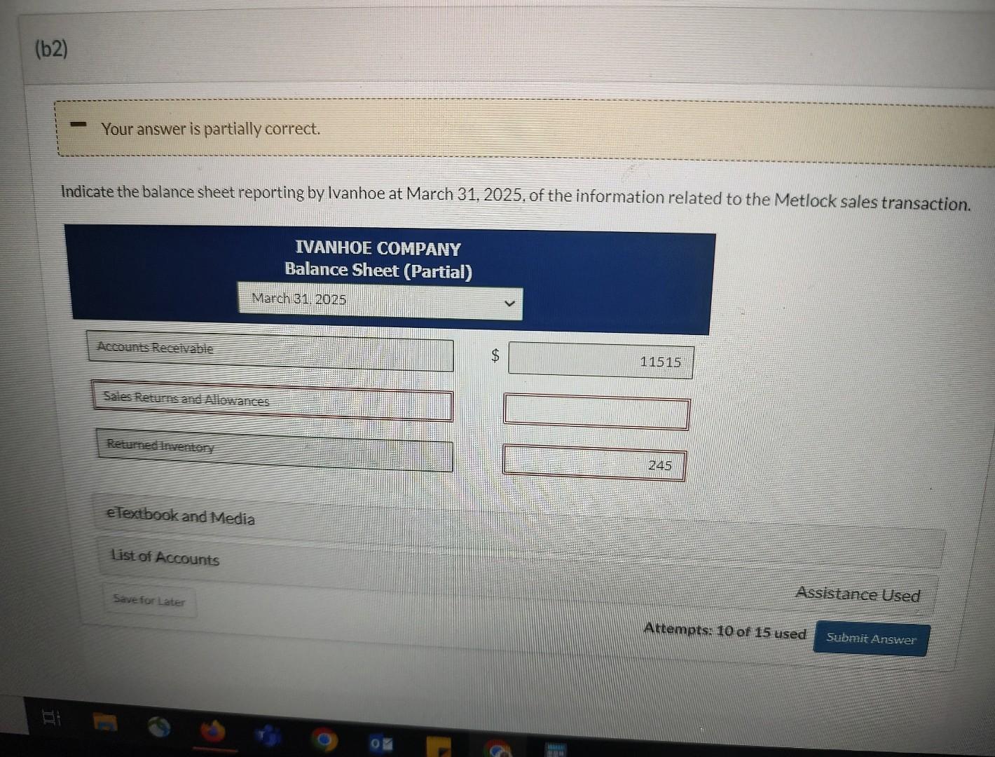 Solved On March 10, 2025, Ivanhoe Company sold to Metlock | Chegg.com