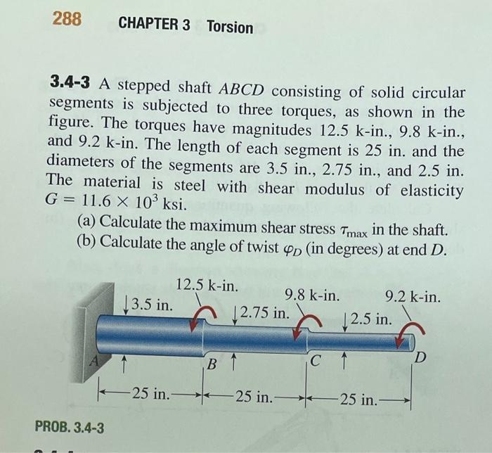 Solved 3.4-3 A stepped shaft ABCD consisting of solid | Chegg.com