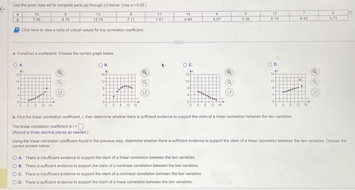 Solved Use the given data set to complete parts (a) trrough | Chegg.com