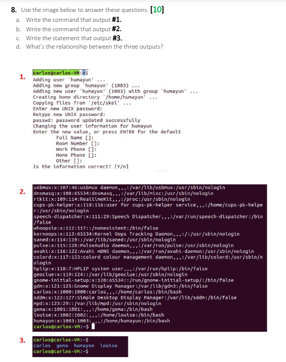 Solved Use the image below to answer these questions: [10]a. | Chegg.com