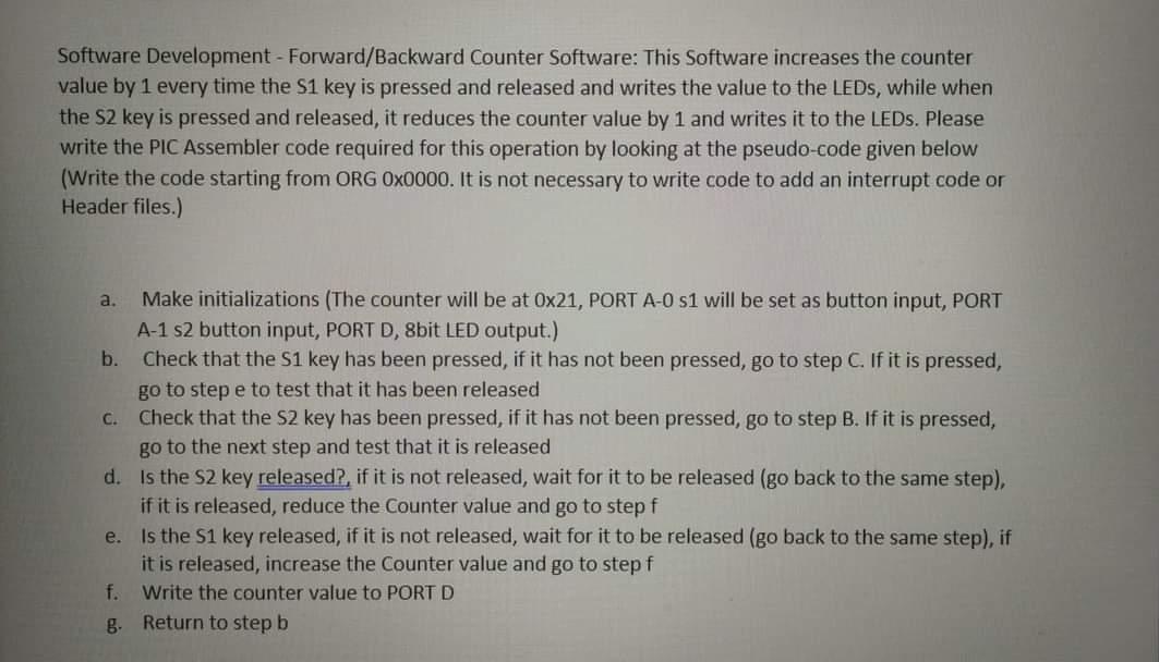 Solved Software Development - Forward/Backward Counter | Chegg.com