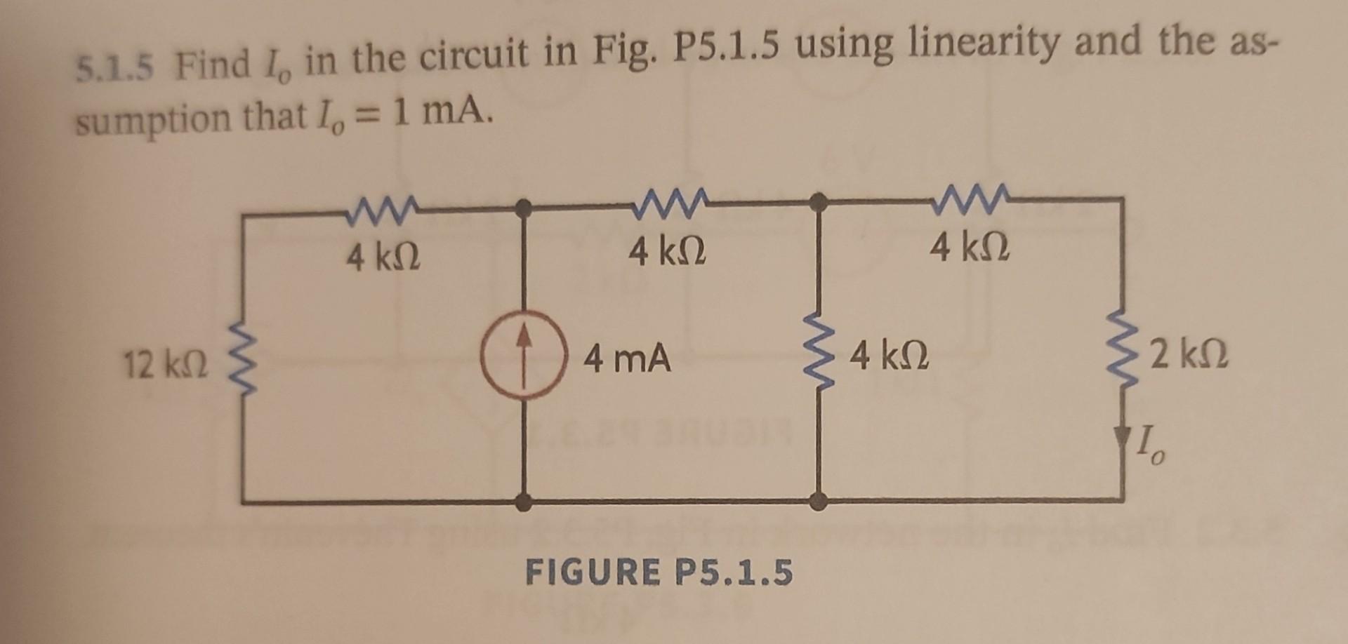 Solved 5.1.5 Find I0 in the circuit in Fig. P5.1.5 using | Chegg.com