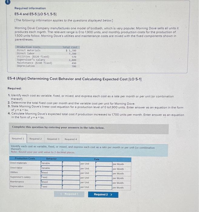 Solved Required information E5-4 and E5-5 [LO 5-1, 5-5] [The | Chegg.com