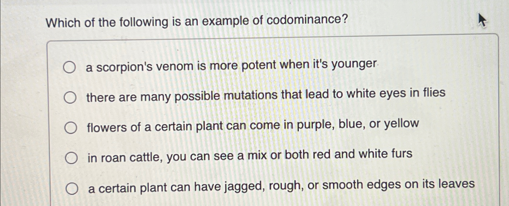 Solved Which of the following is an example of codominance?a | Chegg.com
