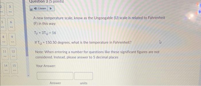 Solved A new temperature scale, know as the Ungoogable (U) | Chegg.com