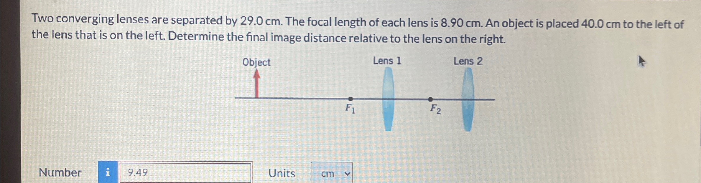 Solved Two converging lenses are separated by 29.0cm. ﻿The | Chegg.com