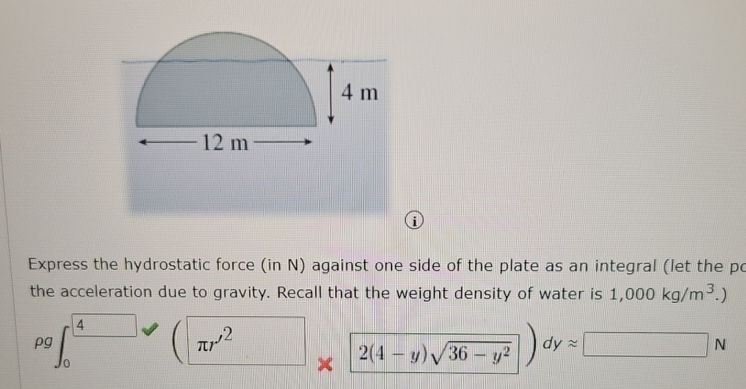 Solved I Express The Hydrostatic Force In N ﻿against One