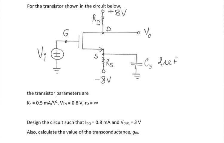 For the transistor shown in the circuit below,the | Chegg.com