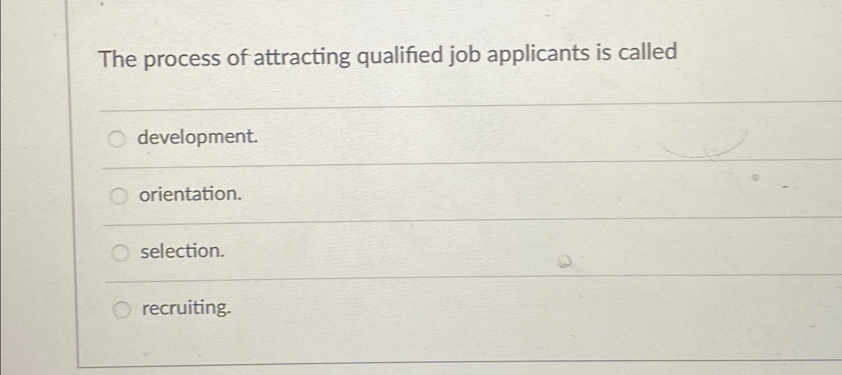 Solved The process of attracting qualified job applicants is | Chegg.com