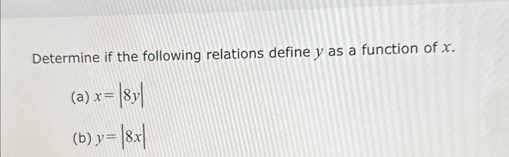 Solved Determine if the following relations define y ﻿as a | Chegg.com