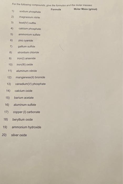 Solved 1) sodium phosphate 2) magnesium nitrite 3) lead(IV) | Chegg.com