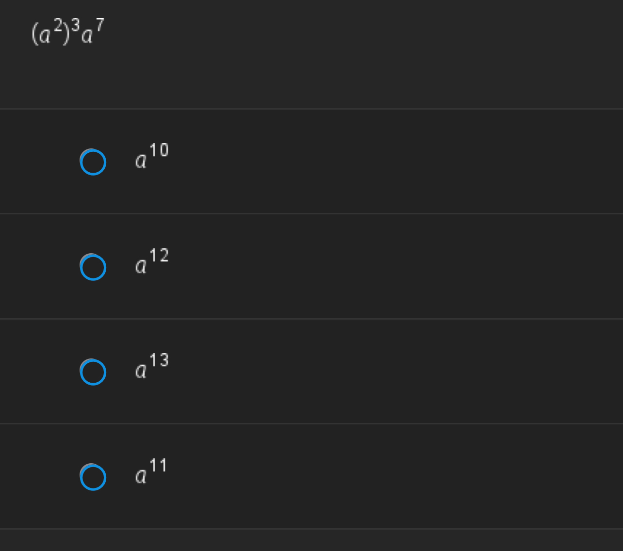 Solved (a2)3a7a12a13a11 | Chegg.com