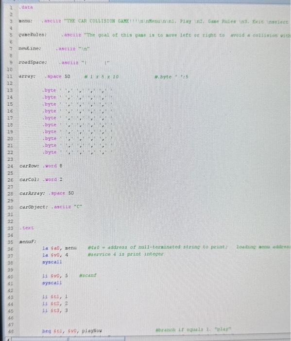 can anyone fix my MIPS code please. im using mars | Chegg.com